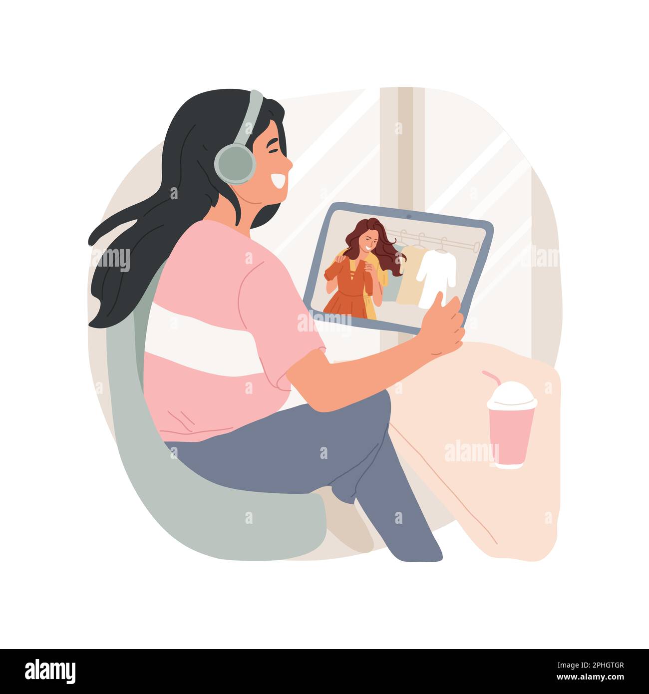 Watching style vlog isolated cartoon vector illustration. Teenager ...