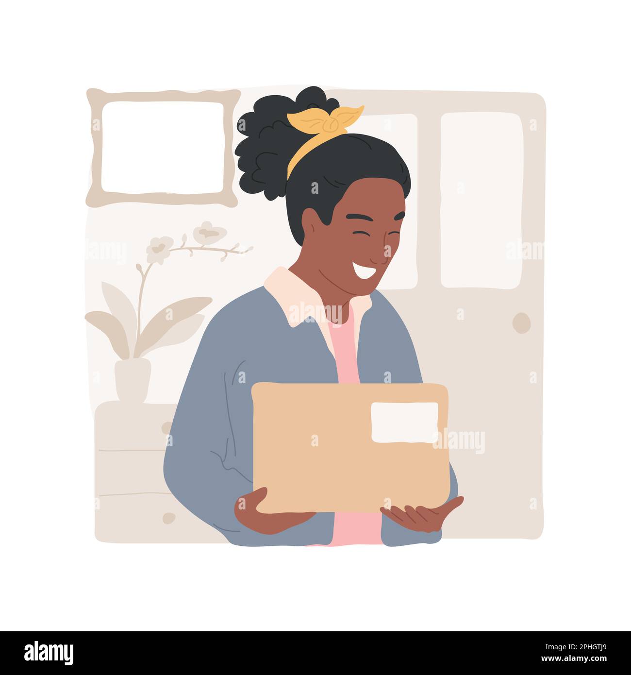 Purchase delivered isolated cartoon vector illustration. Happy teen ...