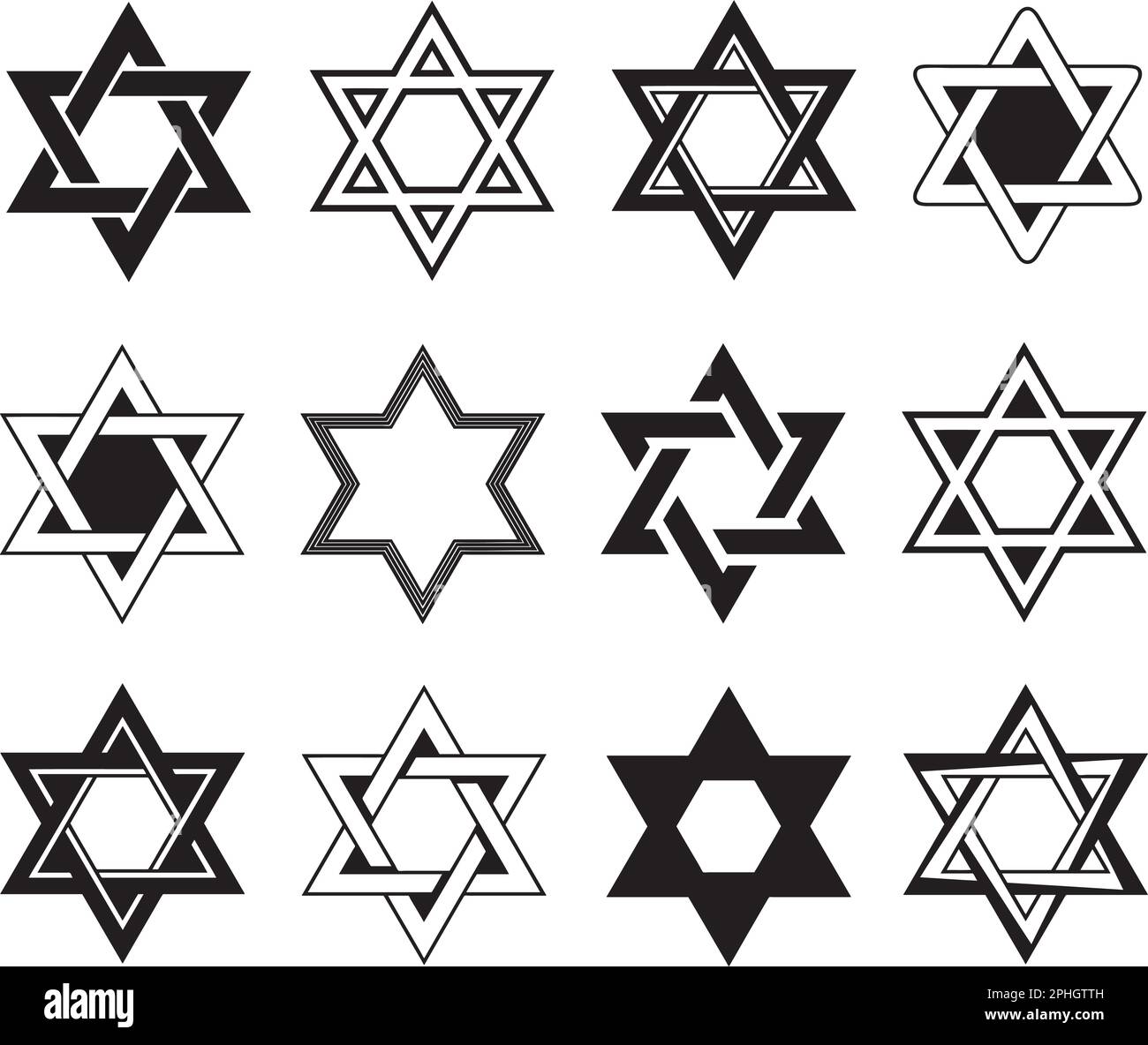 Collage of different Star of David illustrations isolated on white ...
