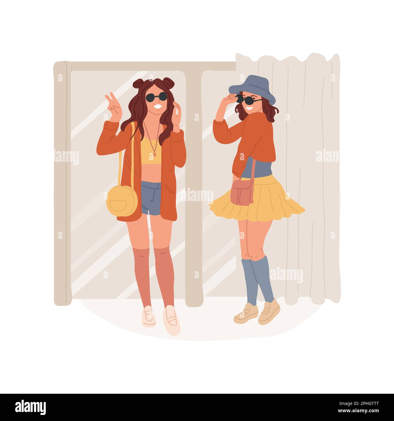 Express personality isolated cartoon vector illustration. Smiling girls ...