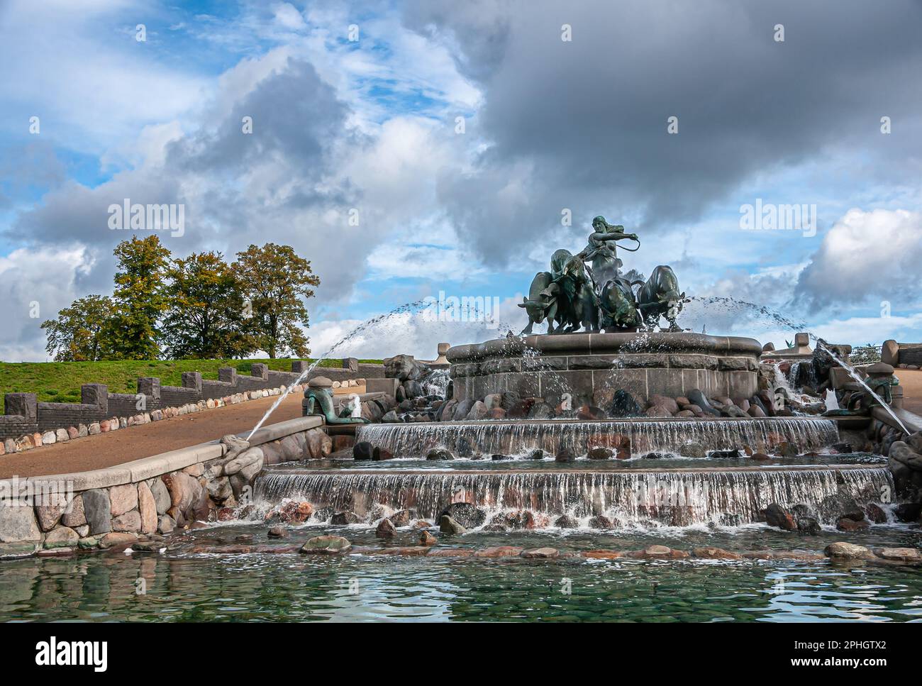 Copenhagen, Denmark - September 13, 2010: Landscape, Bronze Gefion ...