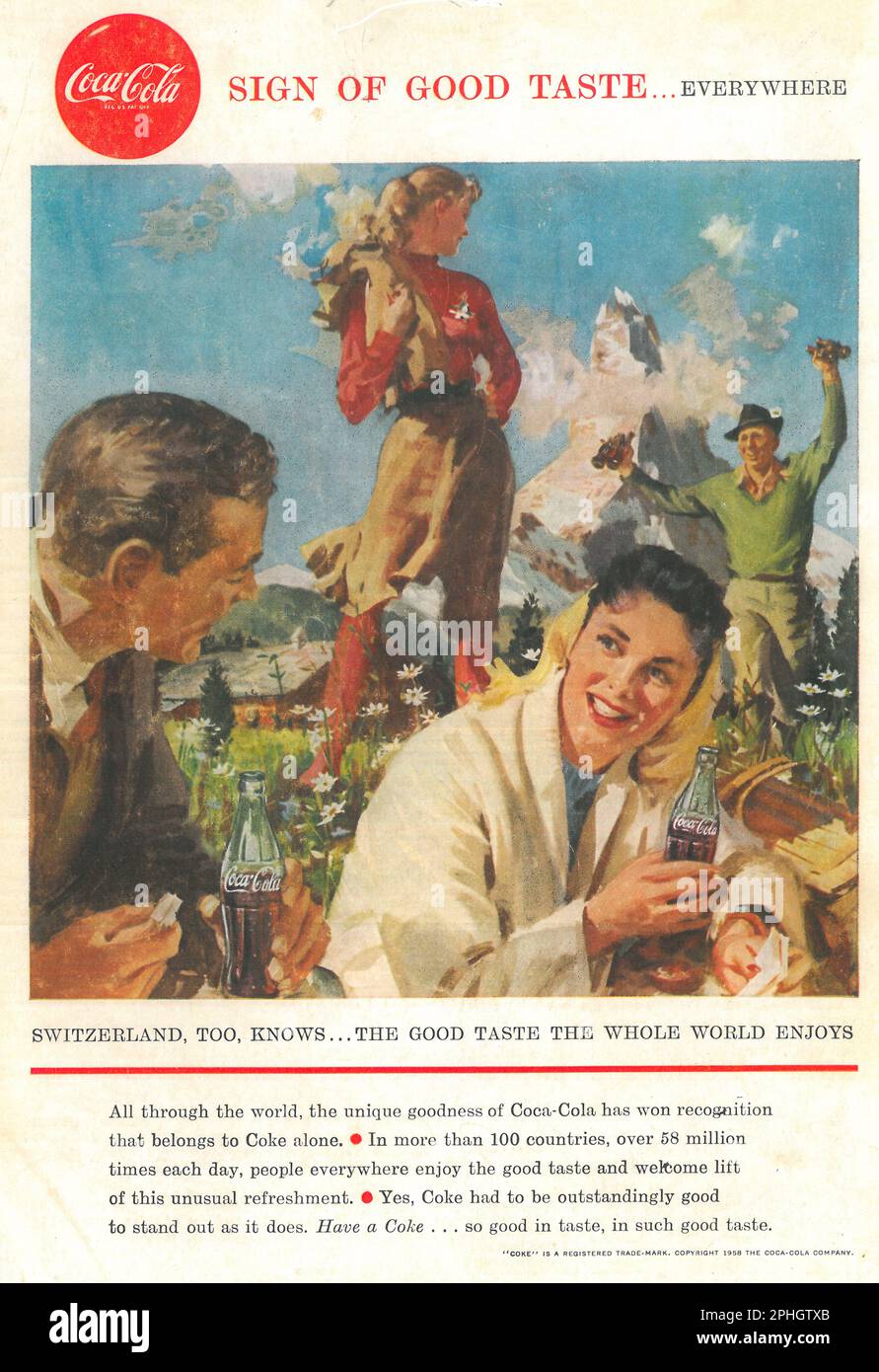 Coca-Cola - Sign of good taste - advert in a Natgeo magazine, july 1958 ...