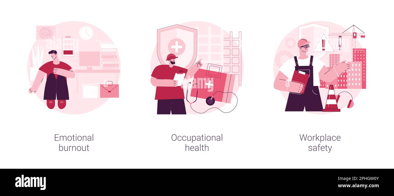 Employee health abstract concept vector illustration set. Emotional ...