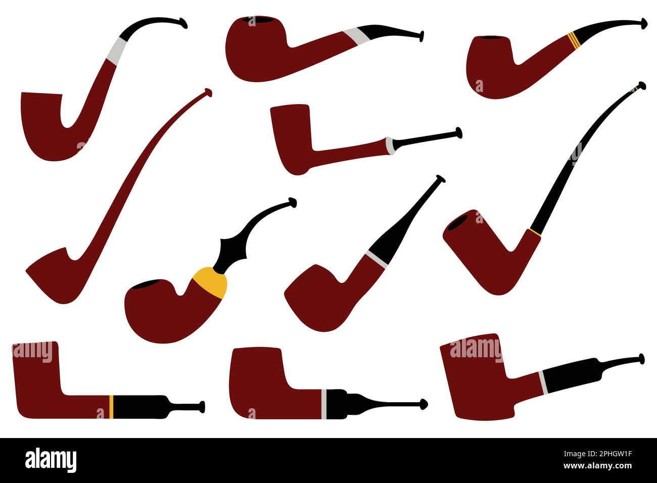 Collection of different smoking pipes isolated on white Stock Vector ... Collection of different smoking pipes isolated on white Stock Vector ...