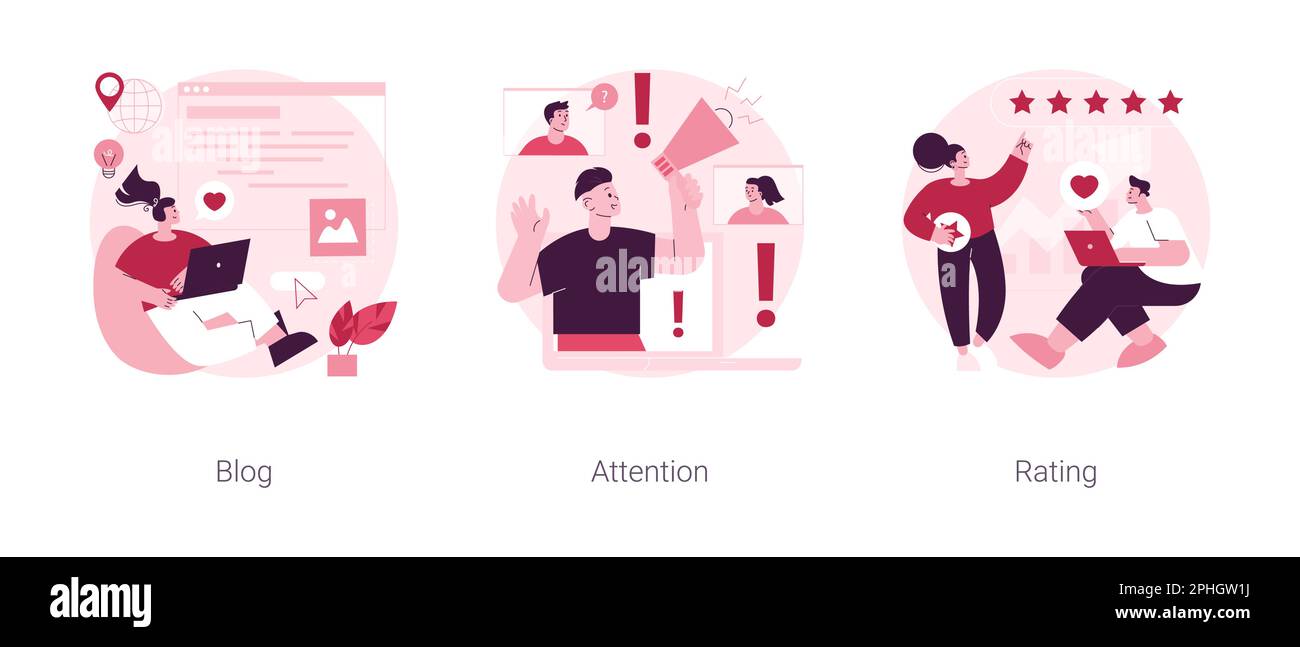 Promotion abstract concept vector illustration set. Blog followers and ...