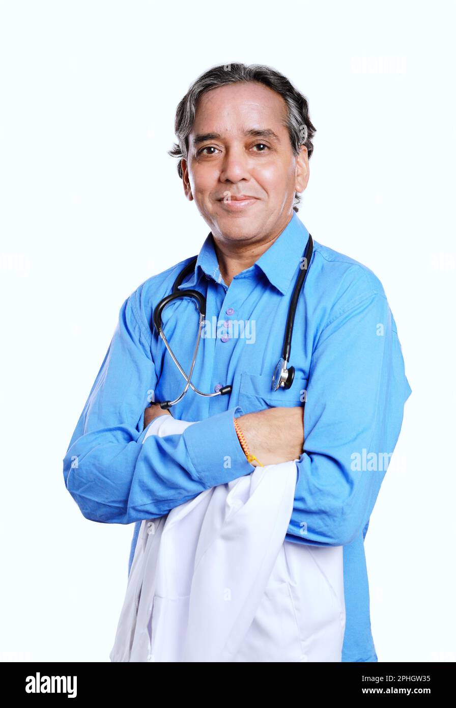 Asian or Indian Doctor with Stethoscope isolated on White Background ...