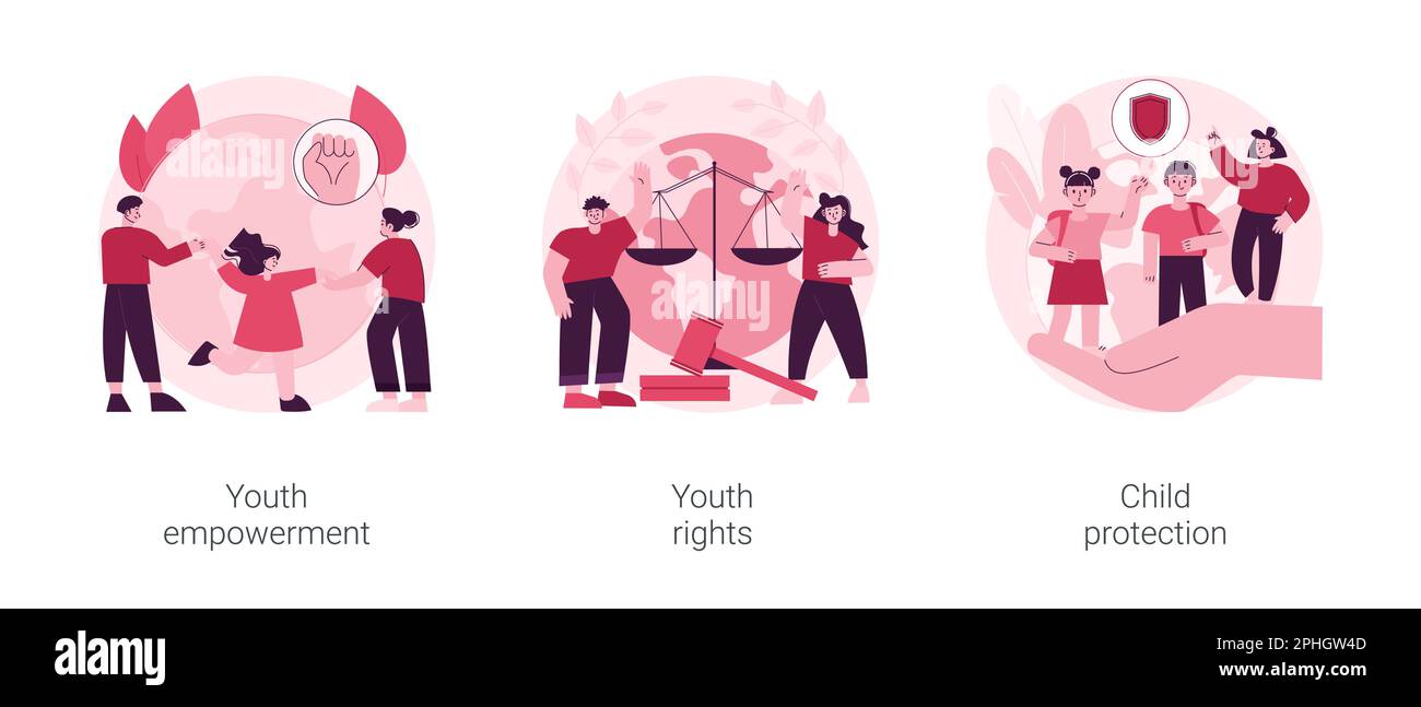 Young people rights protection abstract concept vector illustration set ...