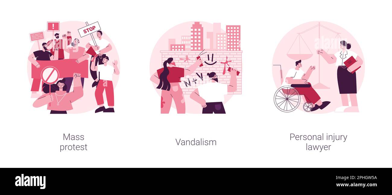 Riots outrage abstract concept vector illustration set. Mass protest ...