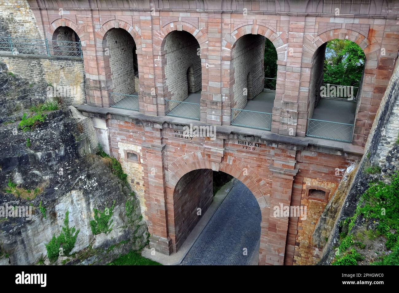 Castle Bridge, was built out of red sandstone in 1735, Luxembourg City ...