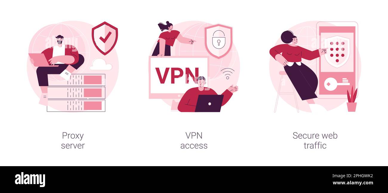 Internet Security Settings Abstract Concept Vector Illustration Set Proxy Server Vpn Access