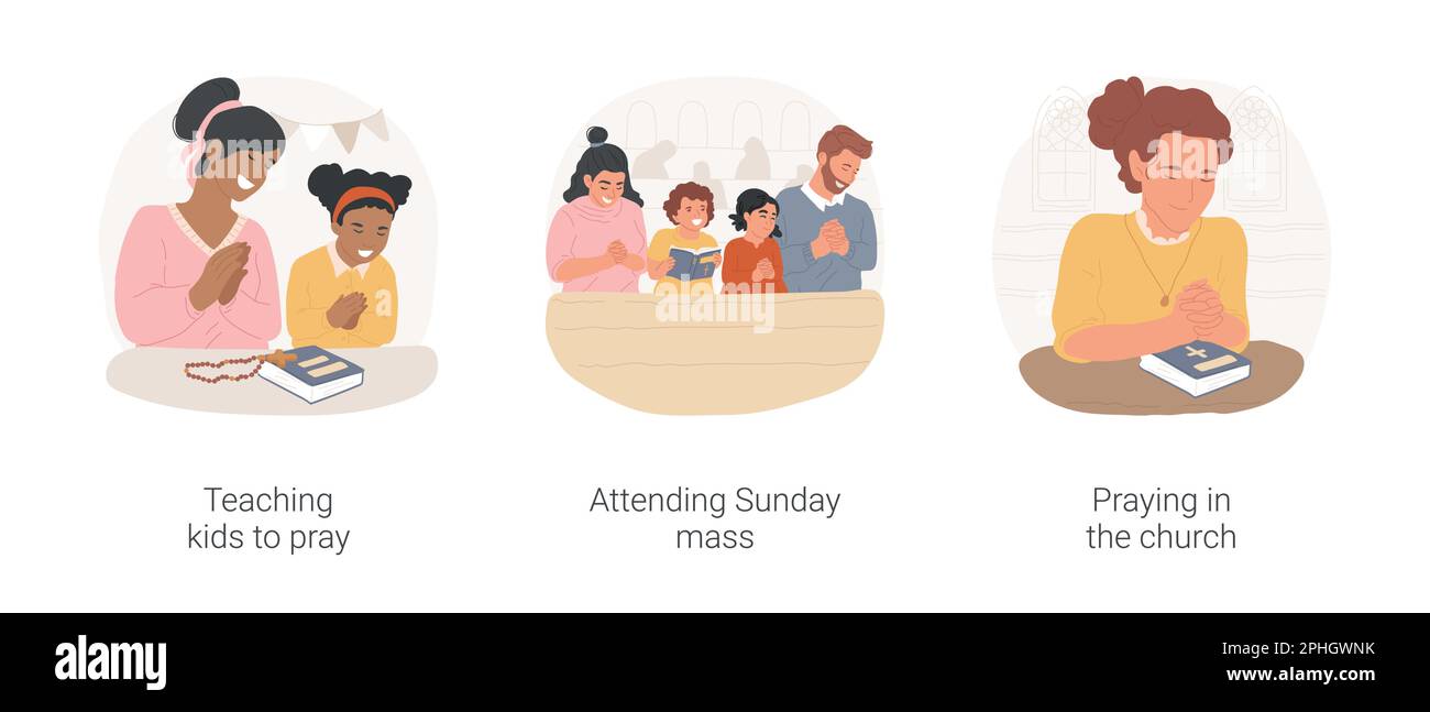 Christian rituals isolated cartoon vector illustration set. Religious ...