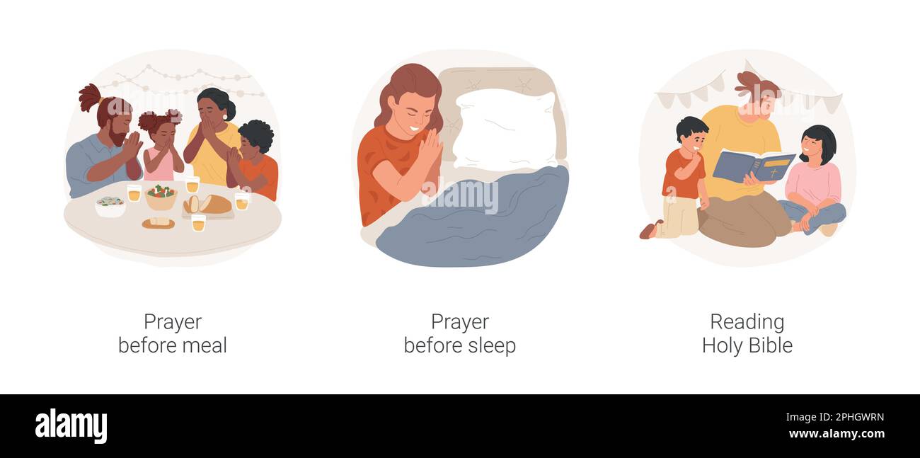 Christian lifestyle isolated cartoon vector illustration set. Diverse ...