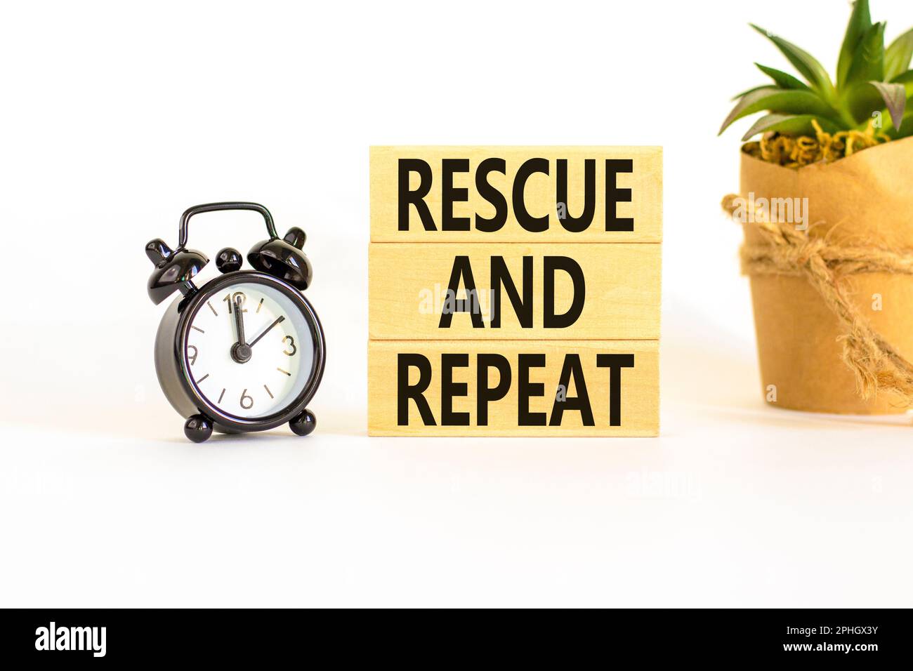 Rescue and repeat symbol. Concept words Rescue and repeat on wooden ...