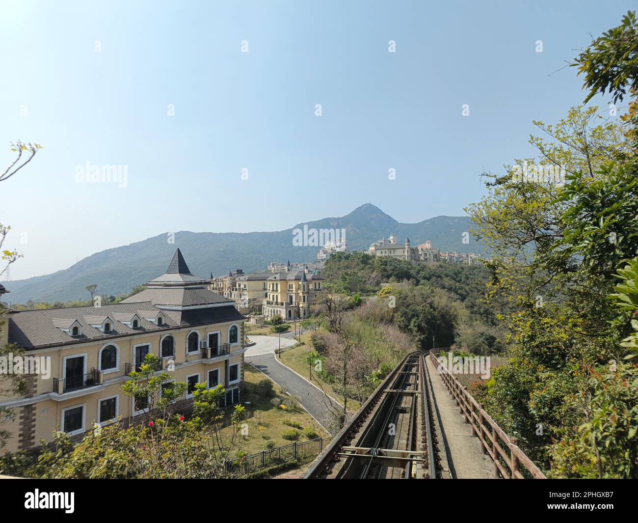 A scenic aerial view of an idyllic rural landscape featuring a single ...