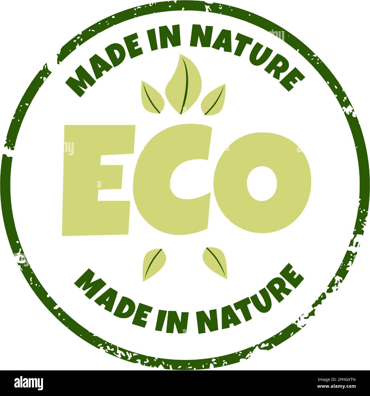 Textured green label with leaves for organic, eco friendly products ...
