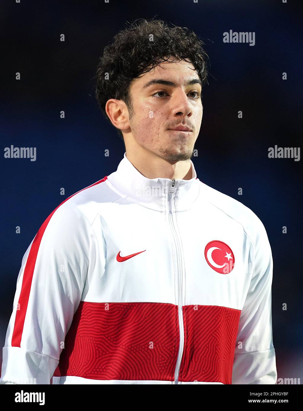 Turkey goalkeeper Jankat Yilmaz lines up before the UEFA U19 European ...