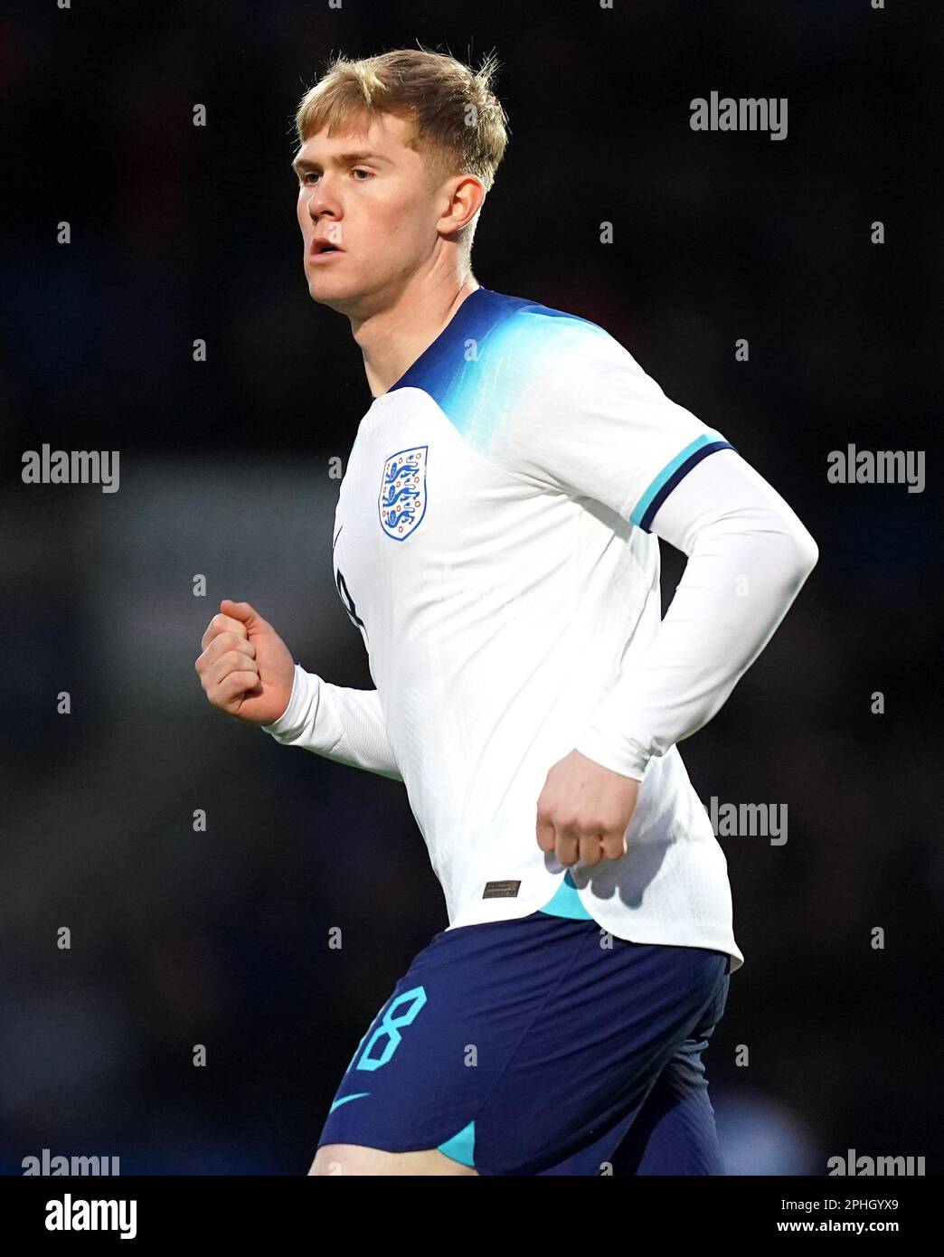 England's Lewis Hall in action during the UEFA U19 European ...