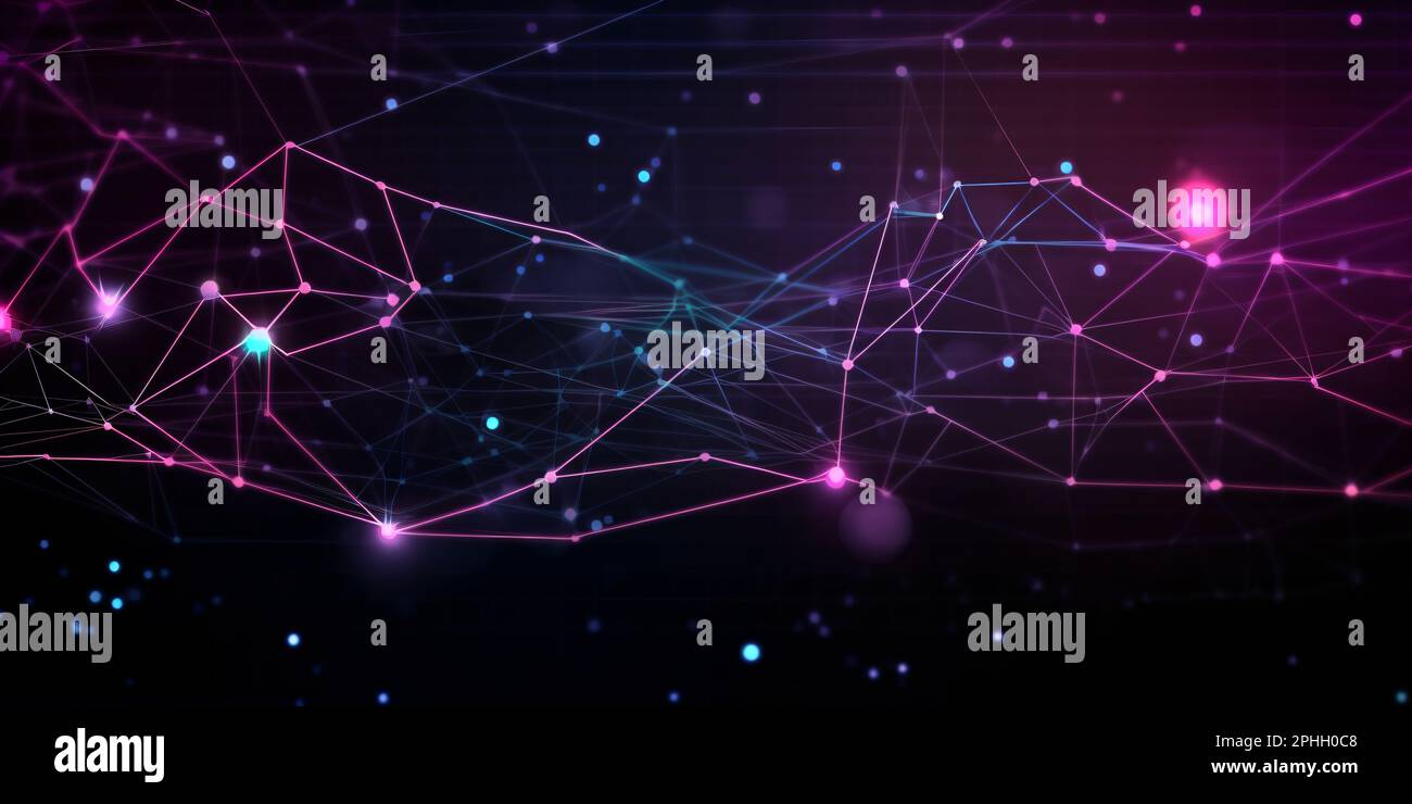 Abstract Connection Structure On Dark Background Network Concept With Connection Points And