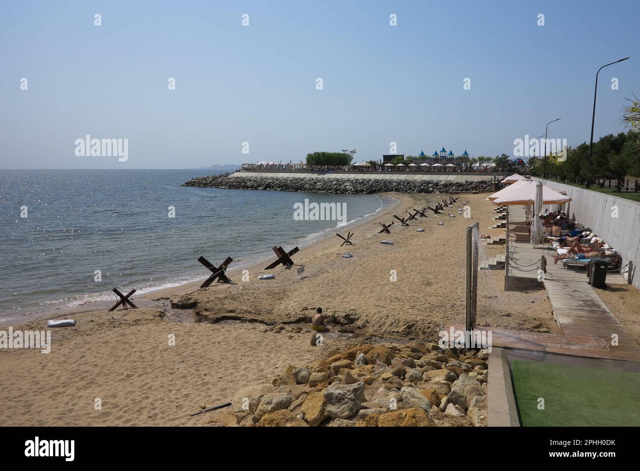 Odessa, Ukraine -2022: Metal military barriers, anti-tank hedgehogs on ...