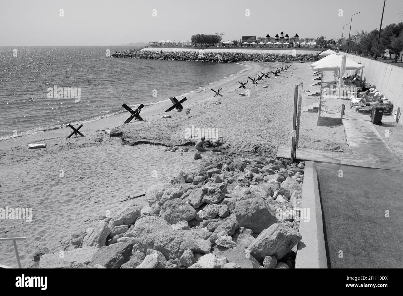 Odessa, Ukraine -2022: Metal military barriers, anti-tank hedgehogs on ...