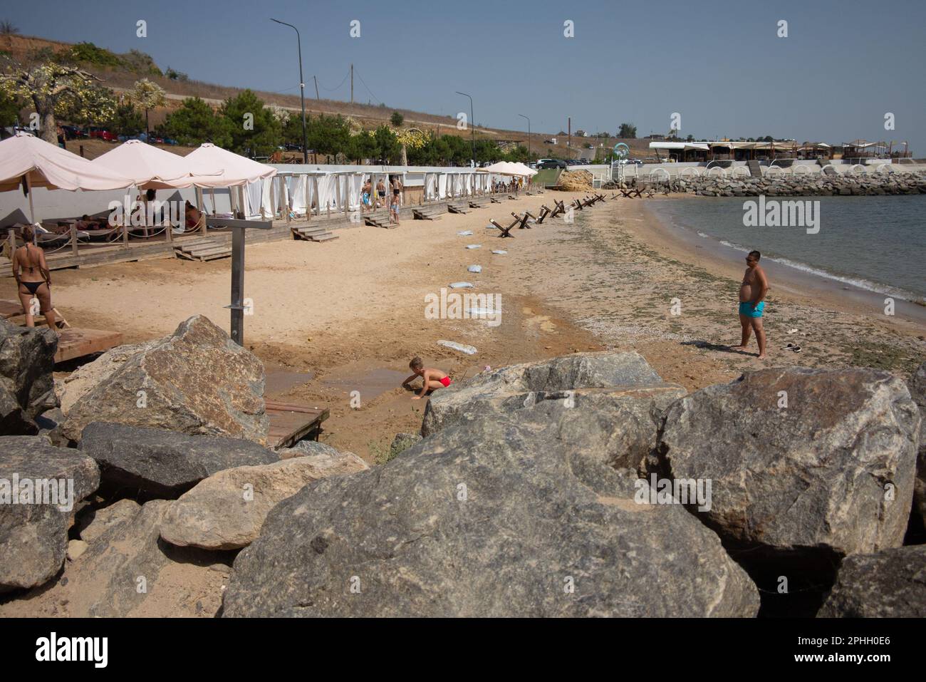 Odessa, Ukraine -2022: Metal military barriers, anti-tank hedgehogs on ...