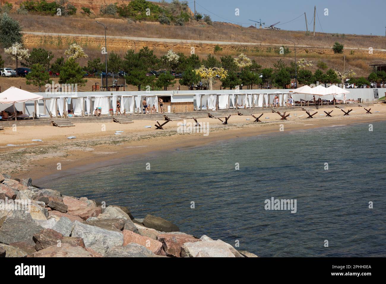 Odessa, Ukraine -2022: Metal military barriers, anti-tank hedgehogs on ...