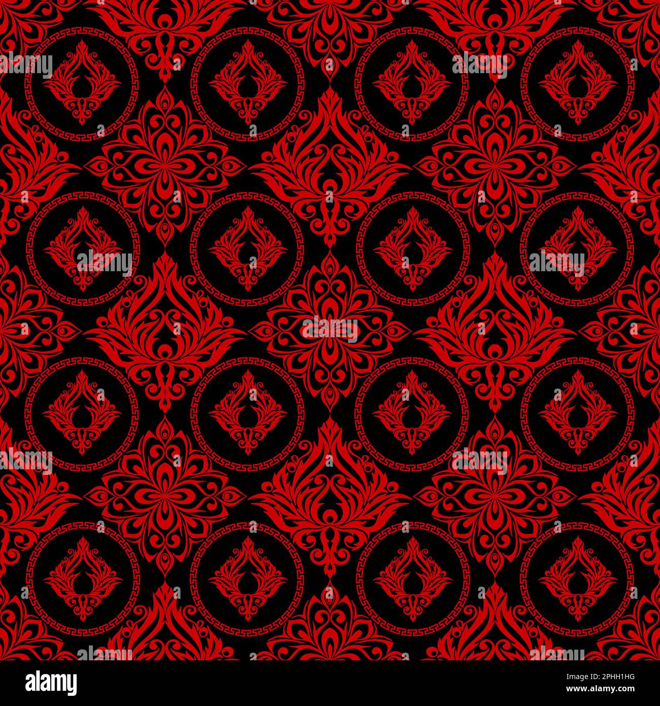 seamless graphic pattern, tile with abstract geometric red ornament on ...