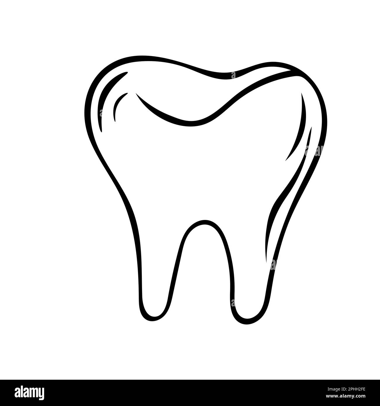 Black and white Vector illustration of a hand-drawn molar tooth Stock ...