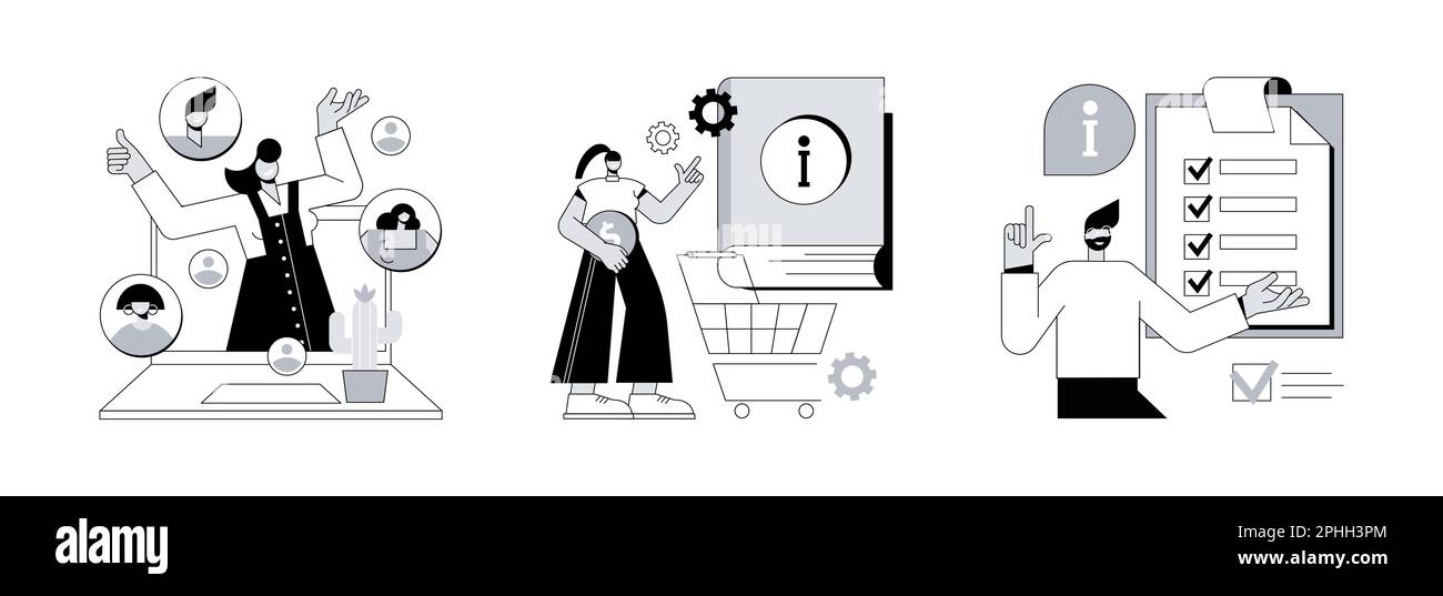 Online shopping abstract concept vector illustration set. Customer ...