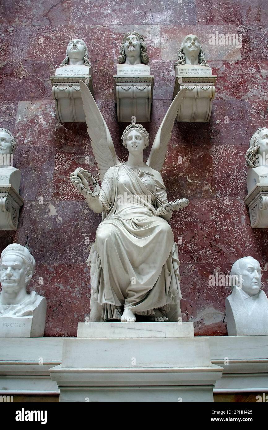 Marble statues, main hall, Walhalla (memorial), hall of fame, that ...