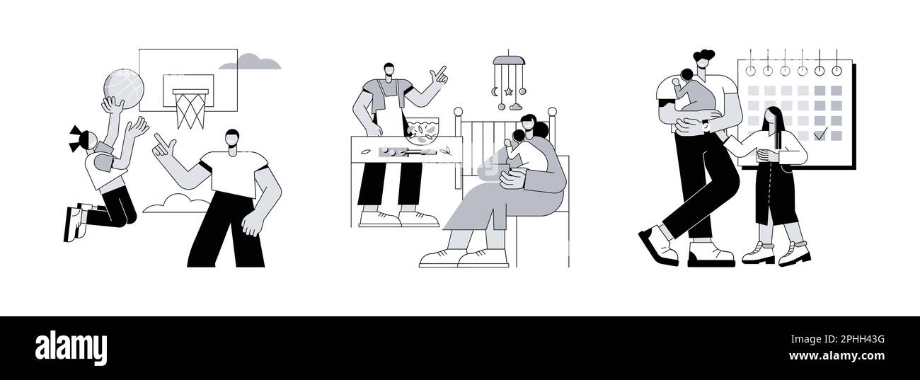 Parenting role abstract concept vector illustration set. End of gender ...