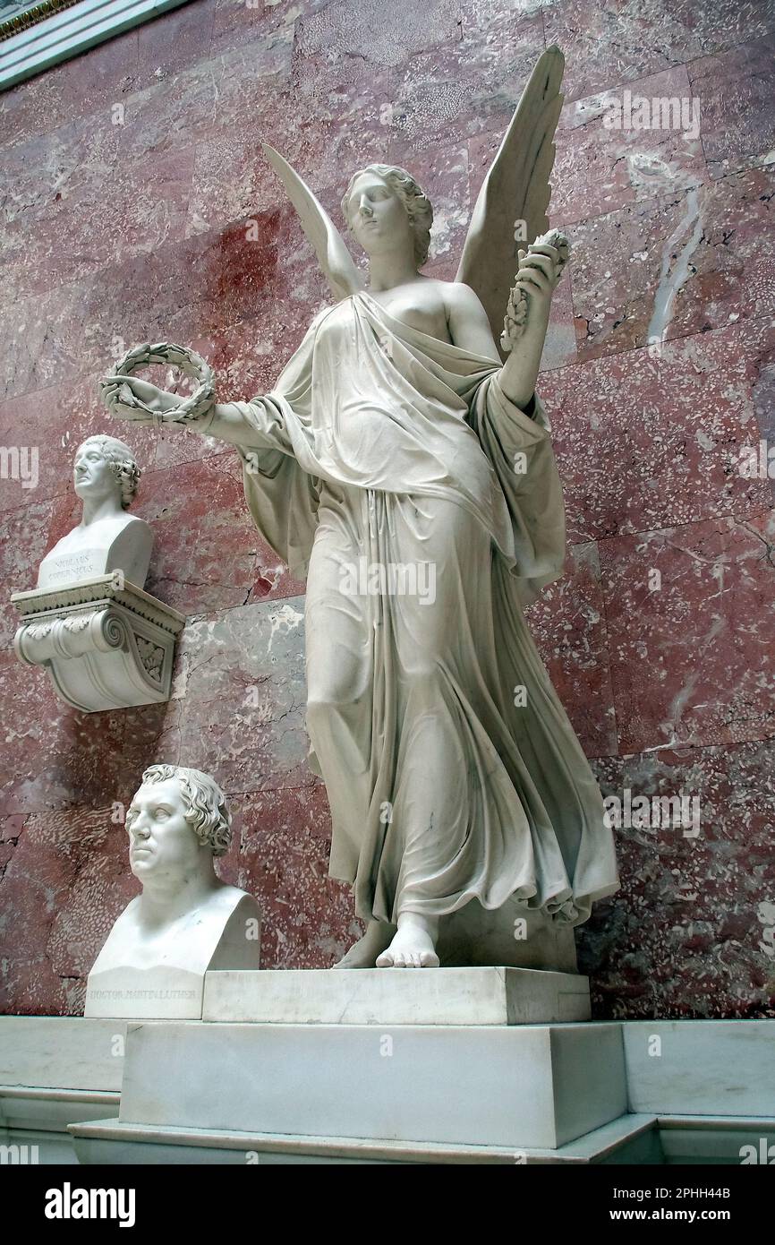 Marble statues, main hall, Walhalla (memorial), hall of fame, that ...