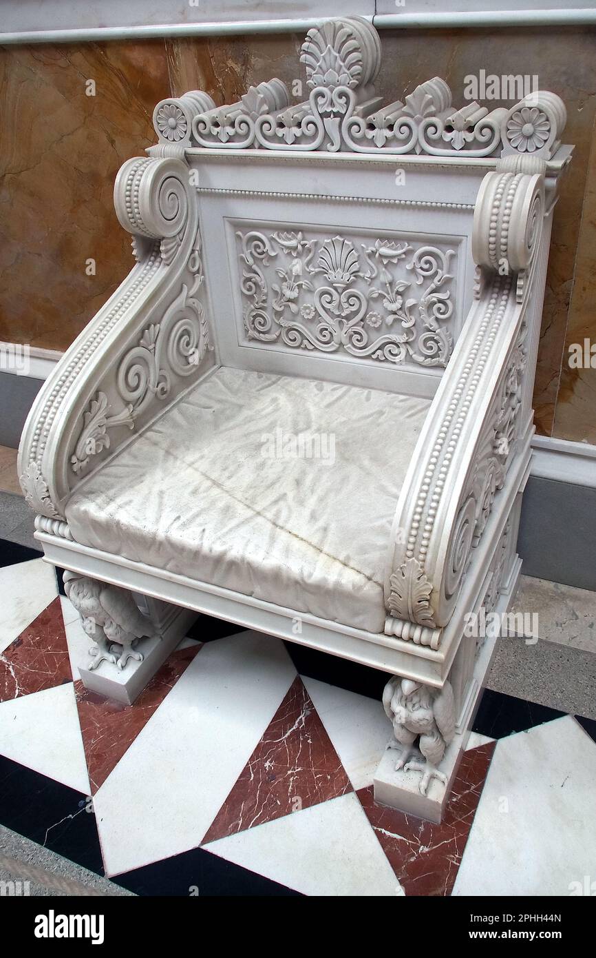 Marble chair, main hall, Walhalla (memorial), hall of fame, that ...