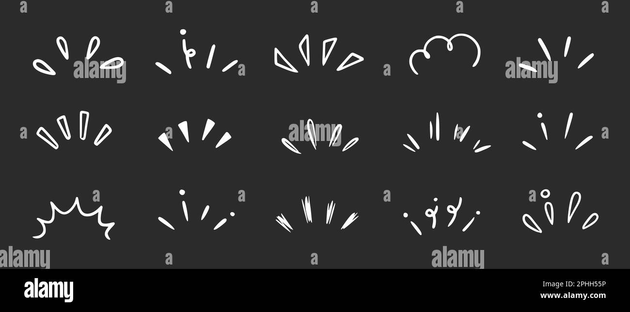 Doodle shine sunburst sparkle ray elements on chalkboard background ...