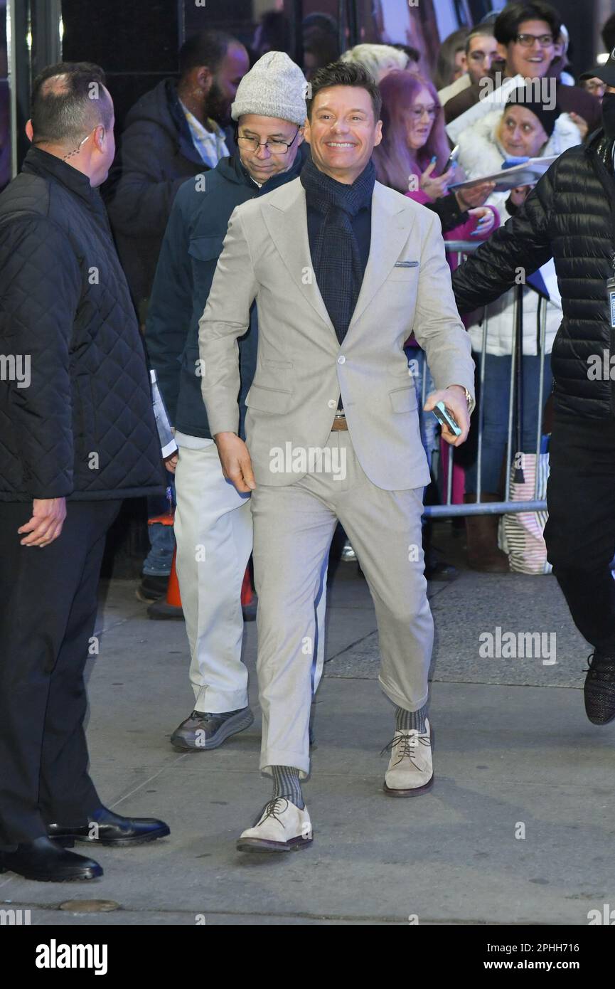 Ryan Seacrest arrives at Good Morning America studios on March 28, 2023 ...