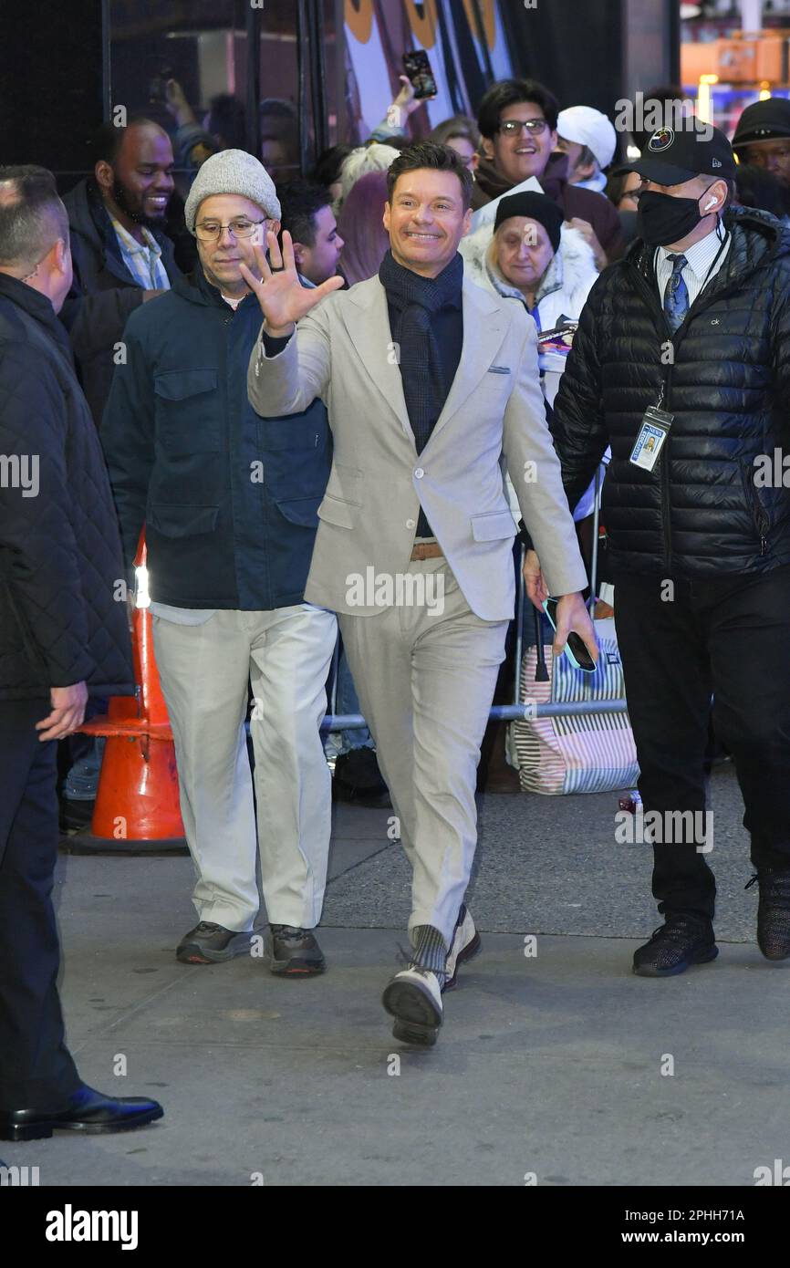 Ryan Seacrest arrives at Good Morning America studios on March 28, 2023 ...
