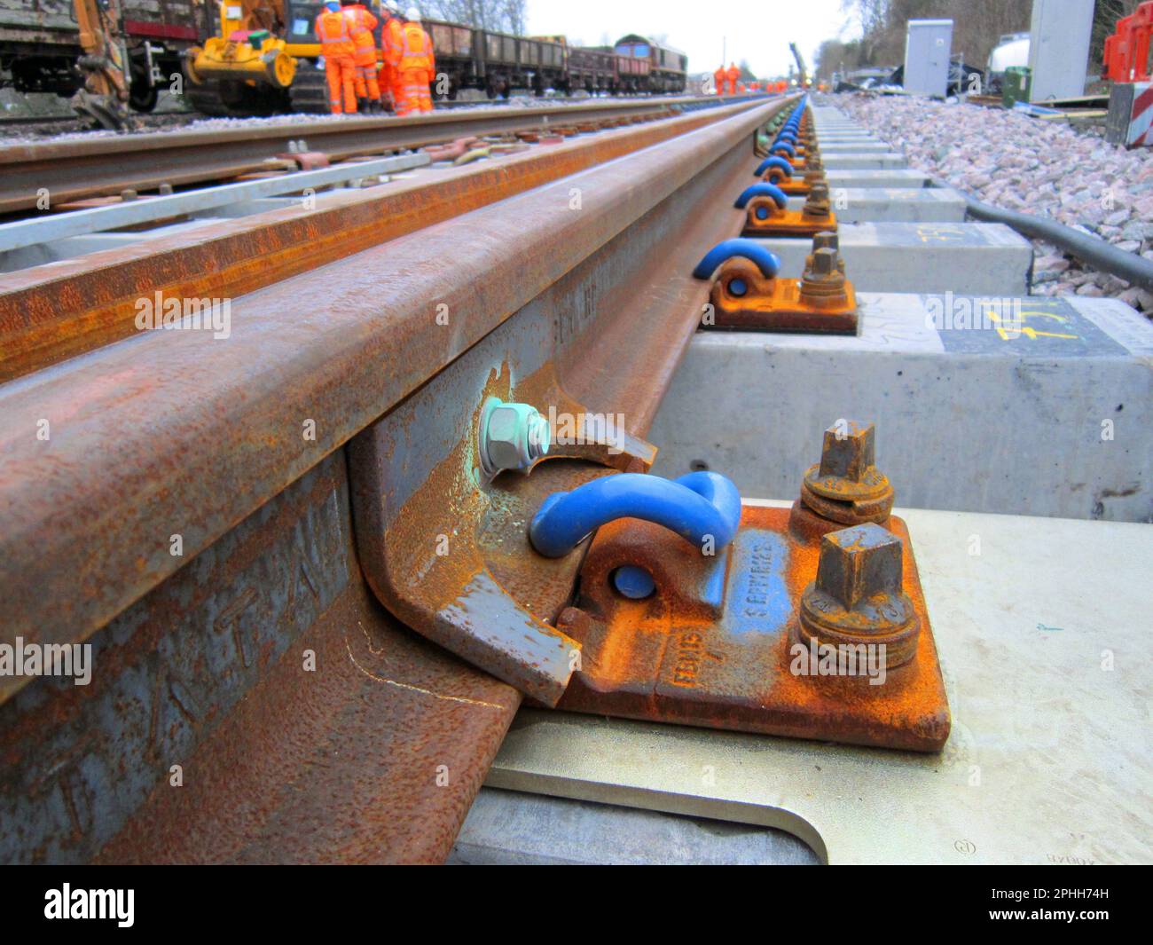 Railway track engineering in the UK Stock Photo - Alamy