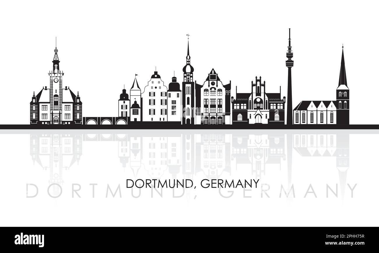 Silhouette Skyline panorama of city of Dortmund, Germany - vector ...