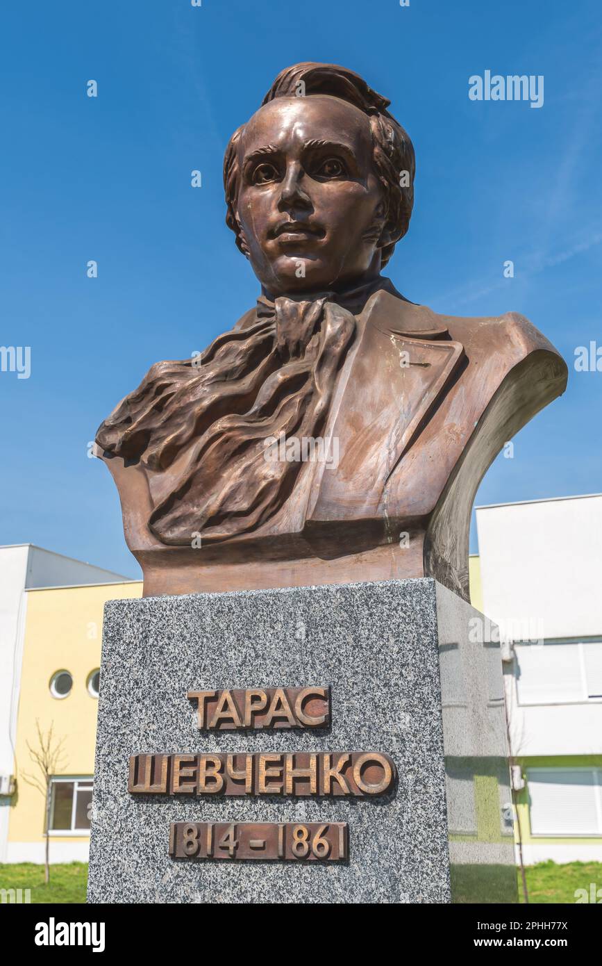 Novi Sad, Serbia - March 24, 2023: Bust of Taras Shevchenko, also known ...