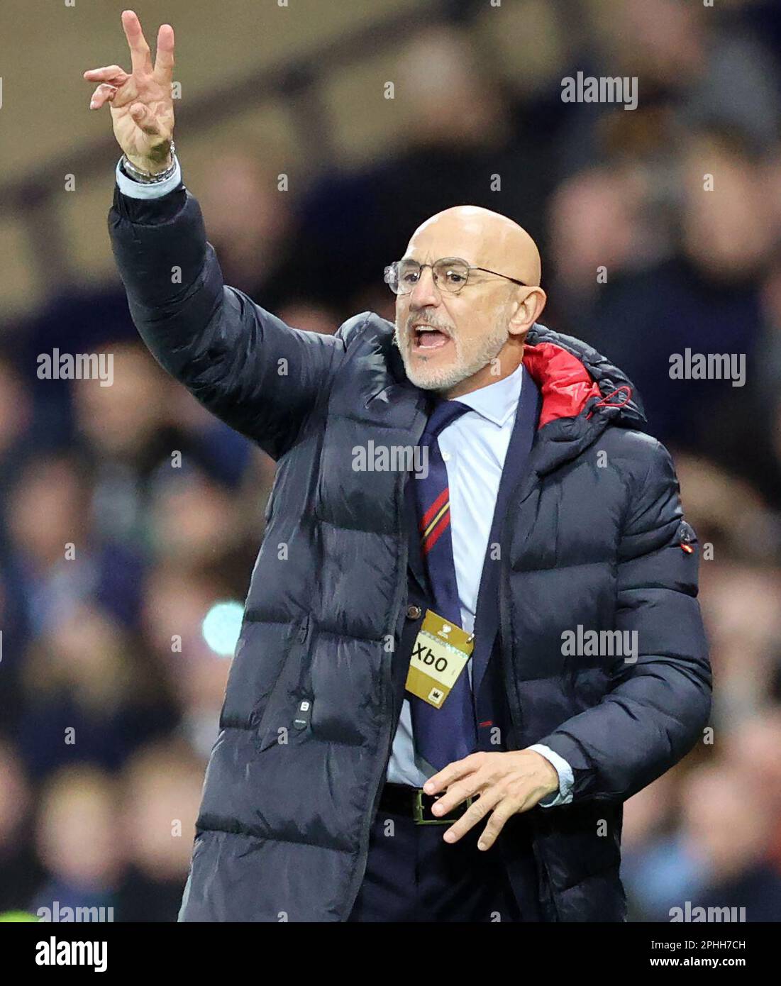 Spain manager Luis de la Fuente gestures on the touchline during the ...