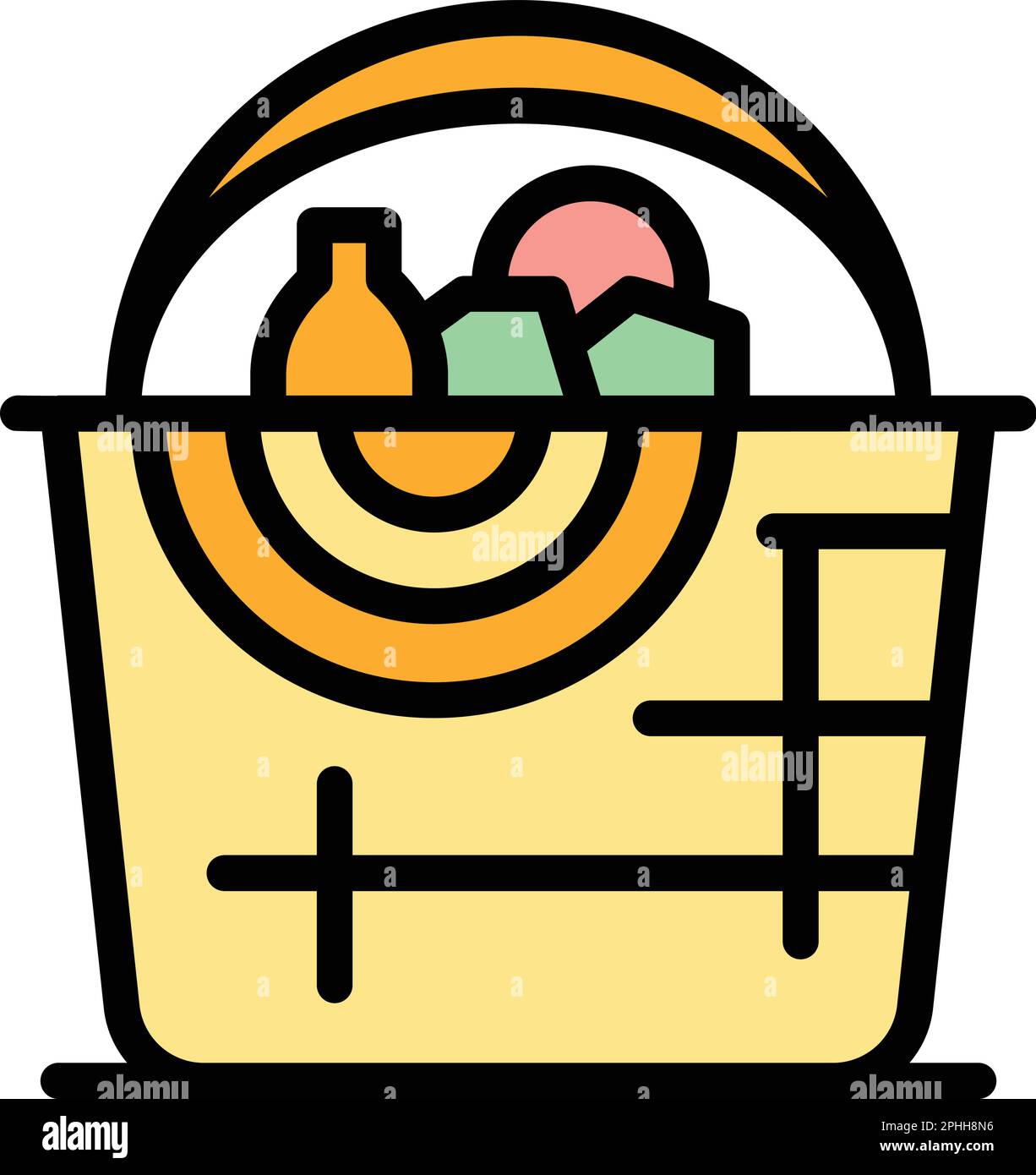 Wood picnic basket icon. Outline Wood picnic basket vector icon for web ...
