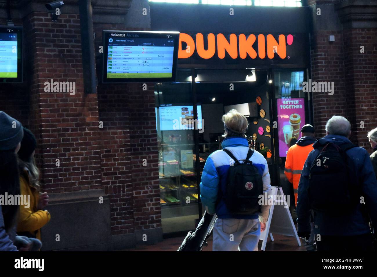 Copenhagen /Denmark/28 March 2023/Dunkin cafe on main strain station in ...