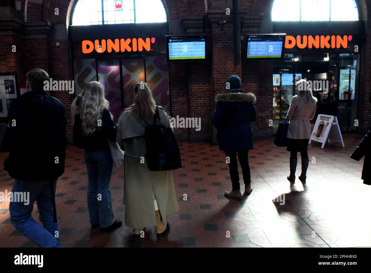 Copenhagen /Denmark/28 March 2023/Dunkin cafe on main strain station in ...