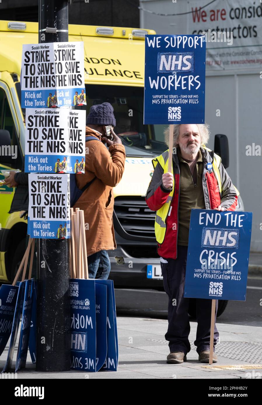 Protester at the SOS NHS National Demo in London, supporting striking ...