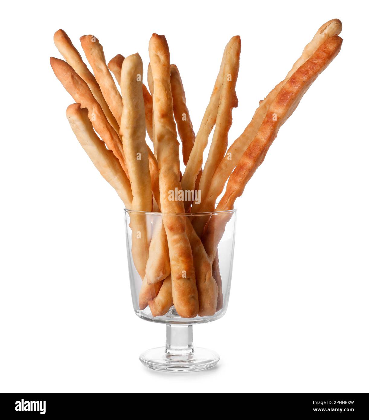 Glass with tasty Italian Grissini isolated on white background Stock ...
