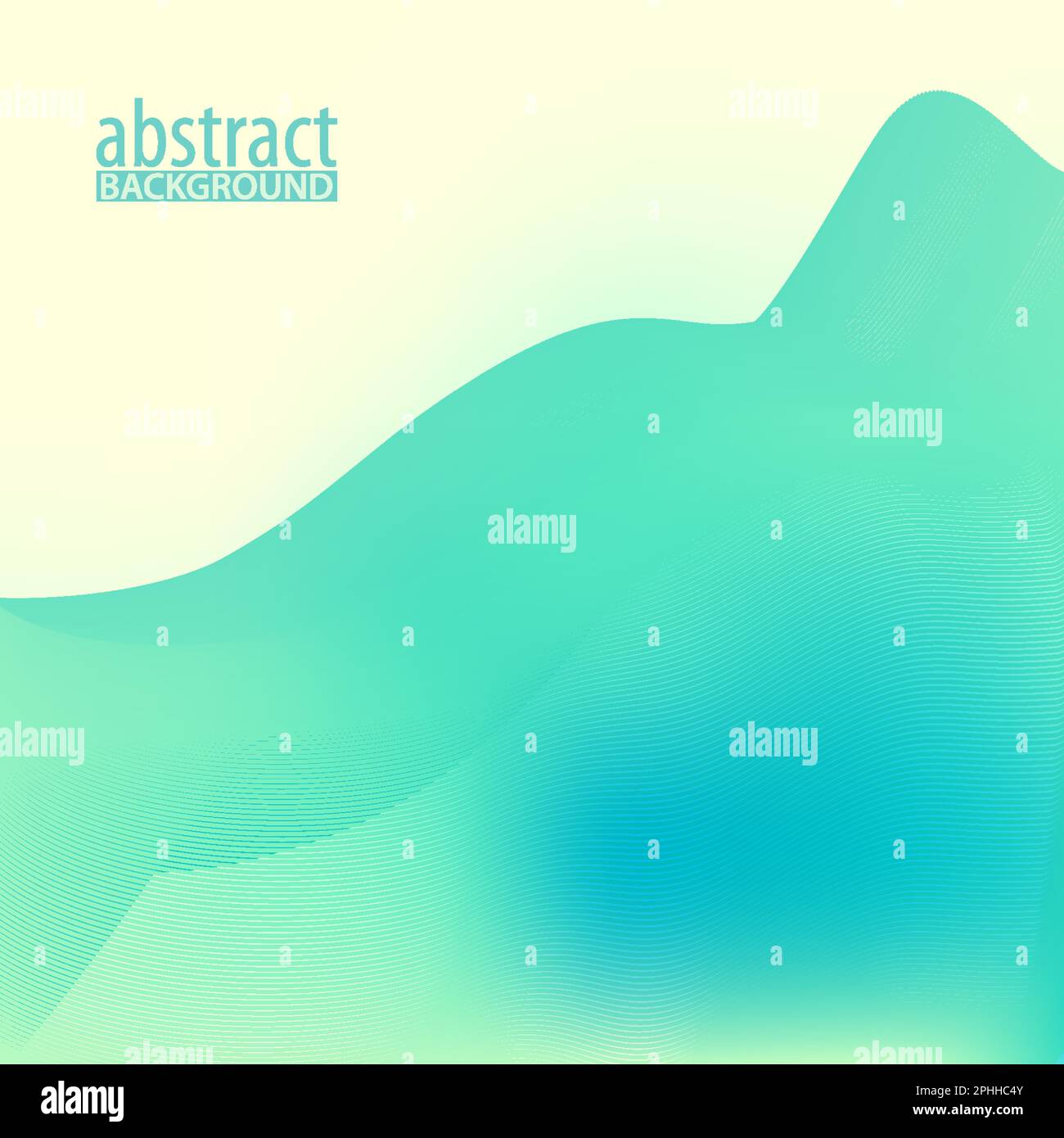 Turquoise wave on light yellow background. Abstract vector graphic ...