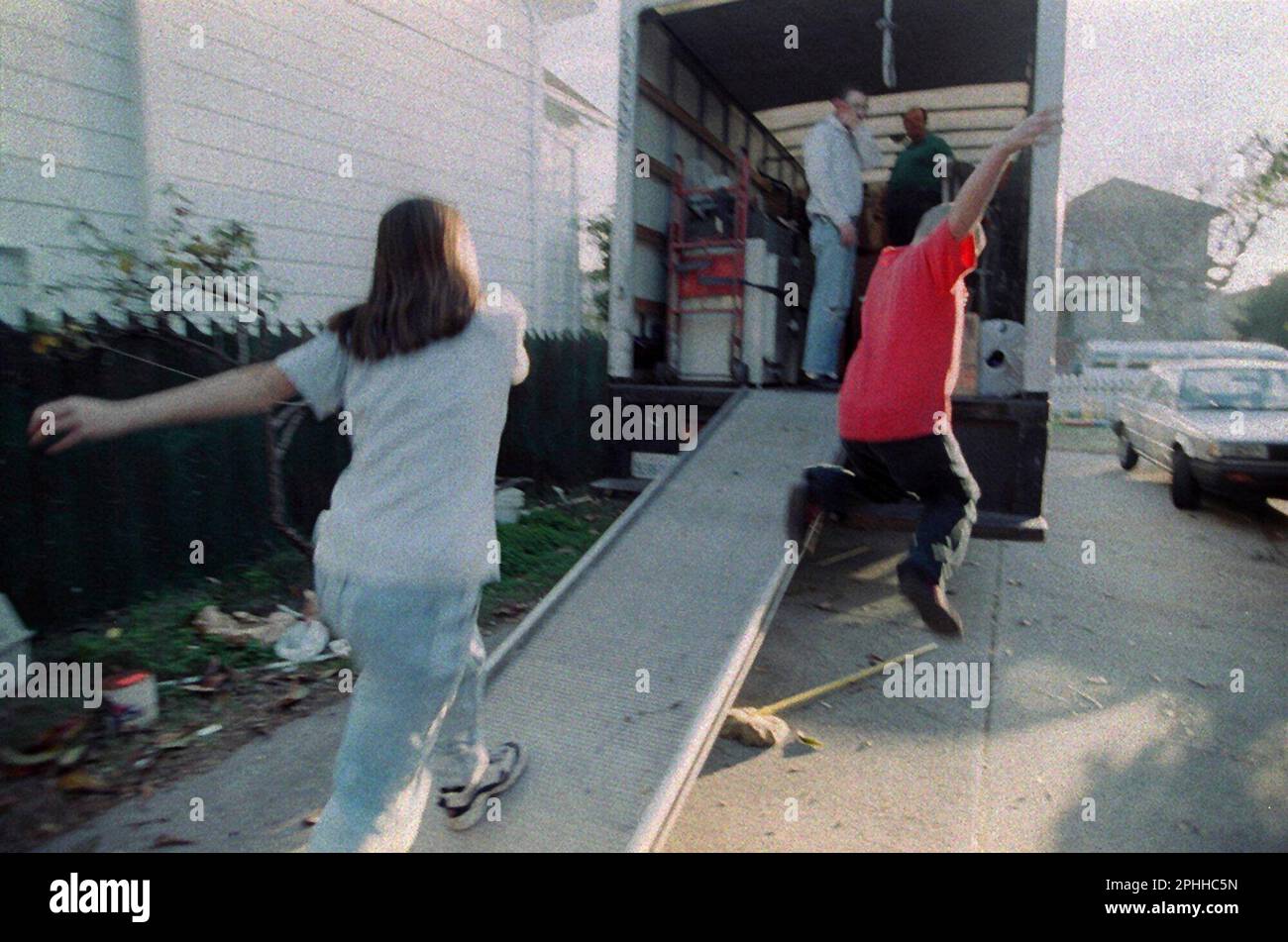 Jason jump/c/19dec96/cd/ls Jason jumps from the ramp onto the moving ...