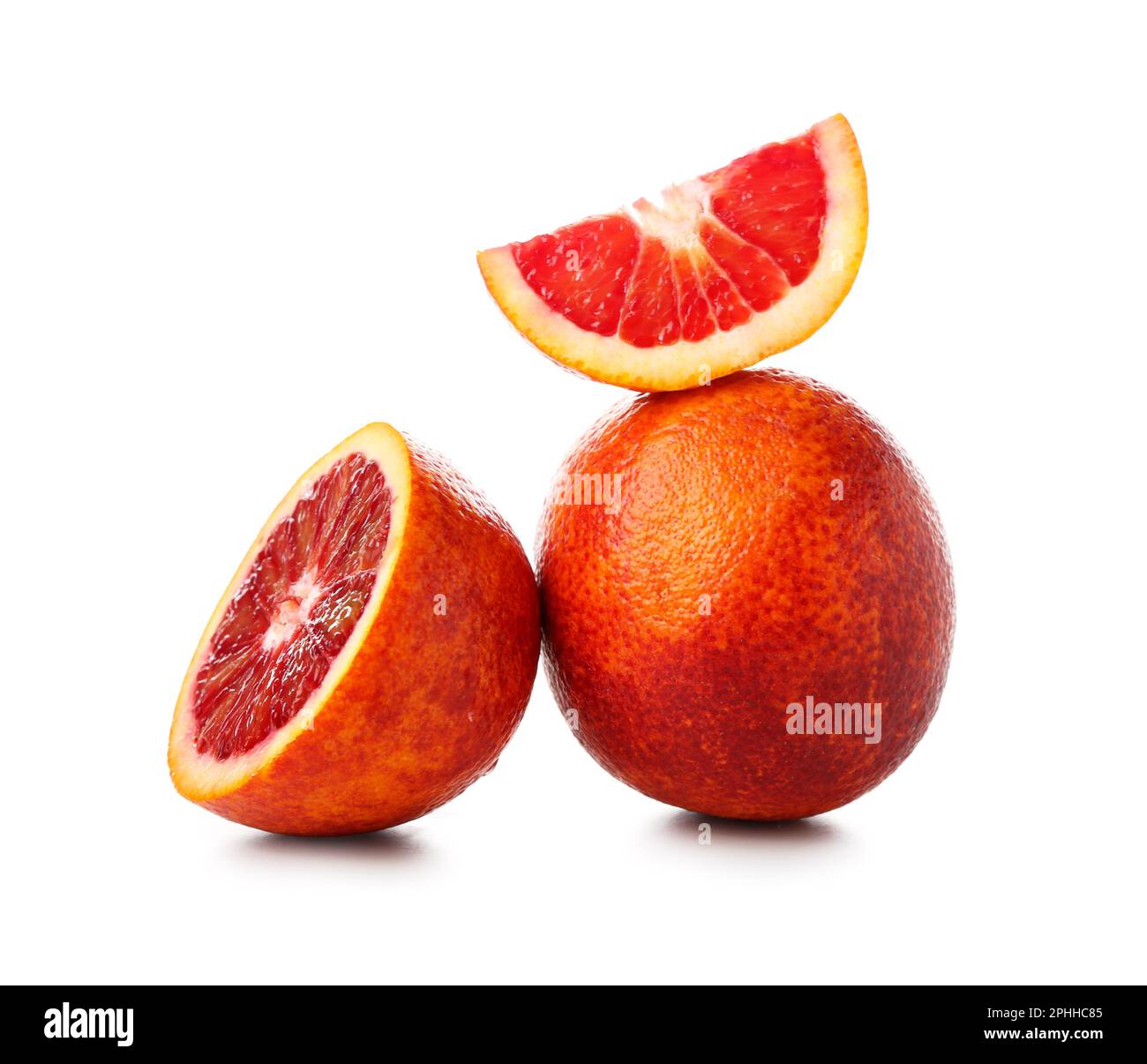 Tasty cut and whole blood orange fruit on white background Stock Photo ...