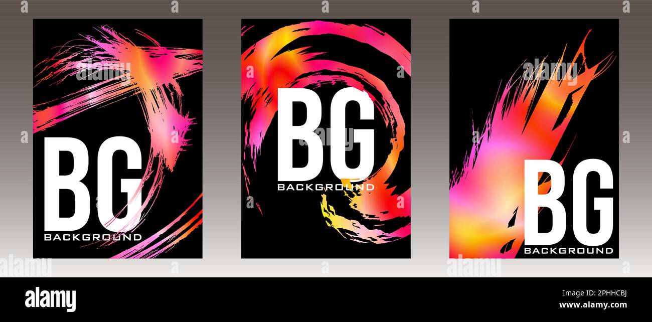 Set of abstract vertical posters with versicolor splashes. Vector ...