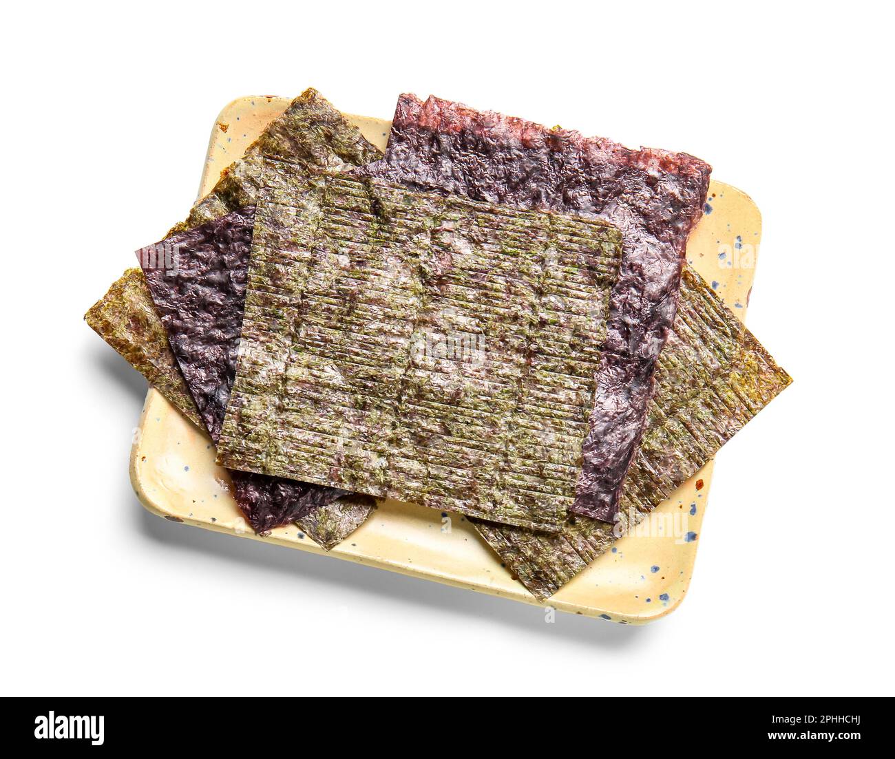 Plate with natural nori sheets isolated on white background Stock Photo ...